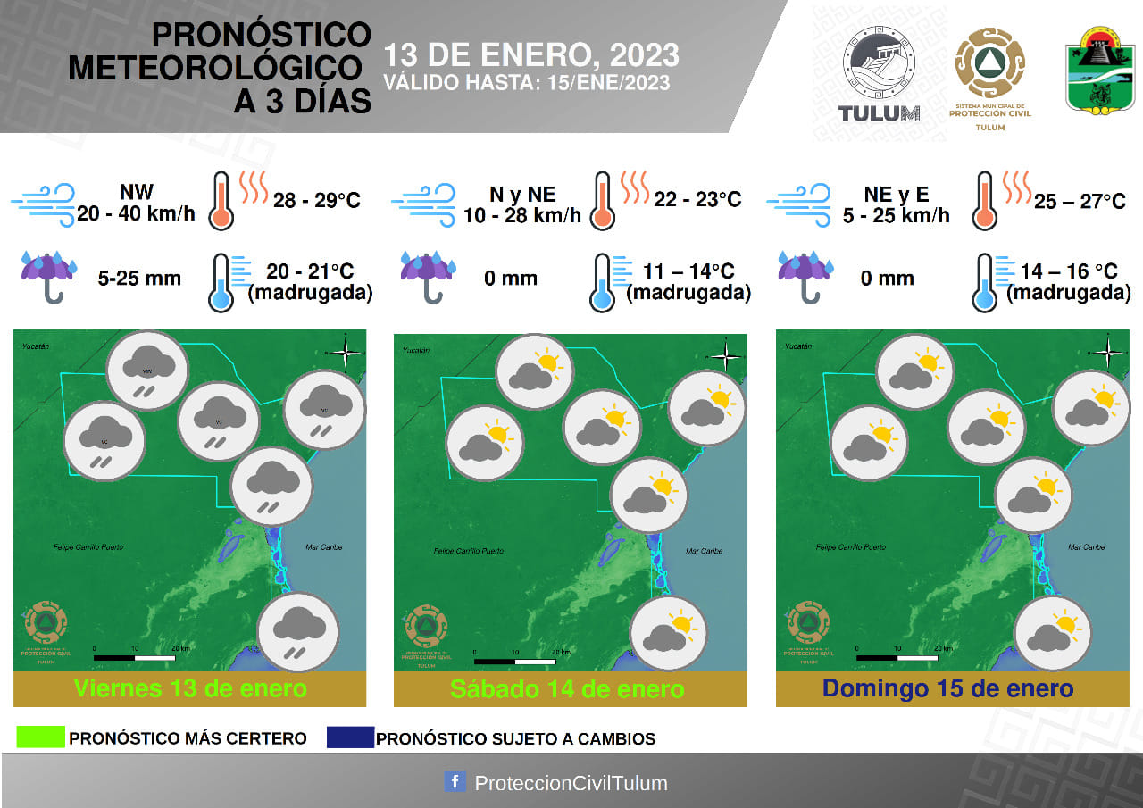 Prevén temperaturas de hasta 11 grados por Frente Frío en Tulum ...