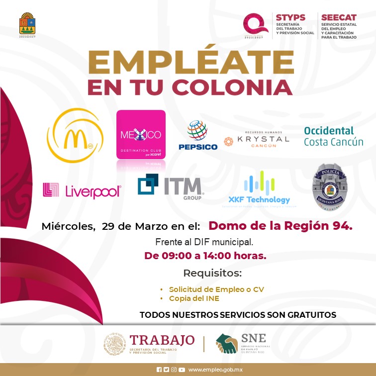 Programa Empléate en tu Colonia llegará a la región 94 de Cancún ...