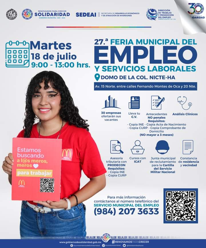 Alistan 27ª feria municipal de empleo en Solidaridad | Cancún Mío
