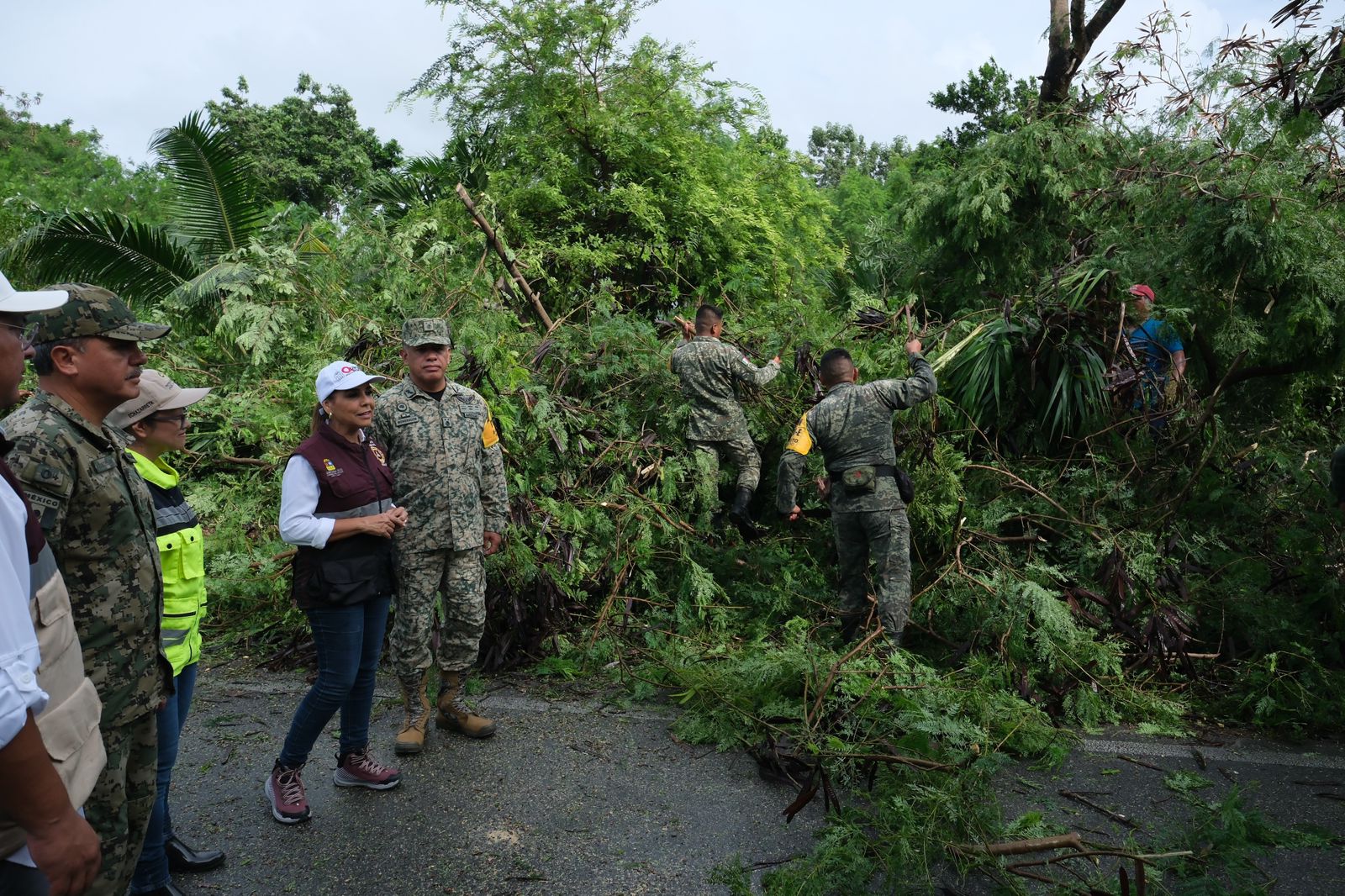 Mara Lezama, supervisa áreas afectadas por la tormenta "Nadine"