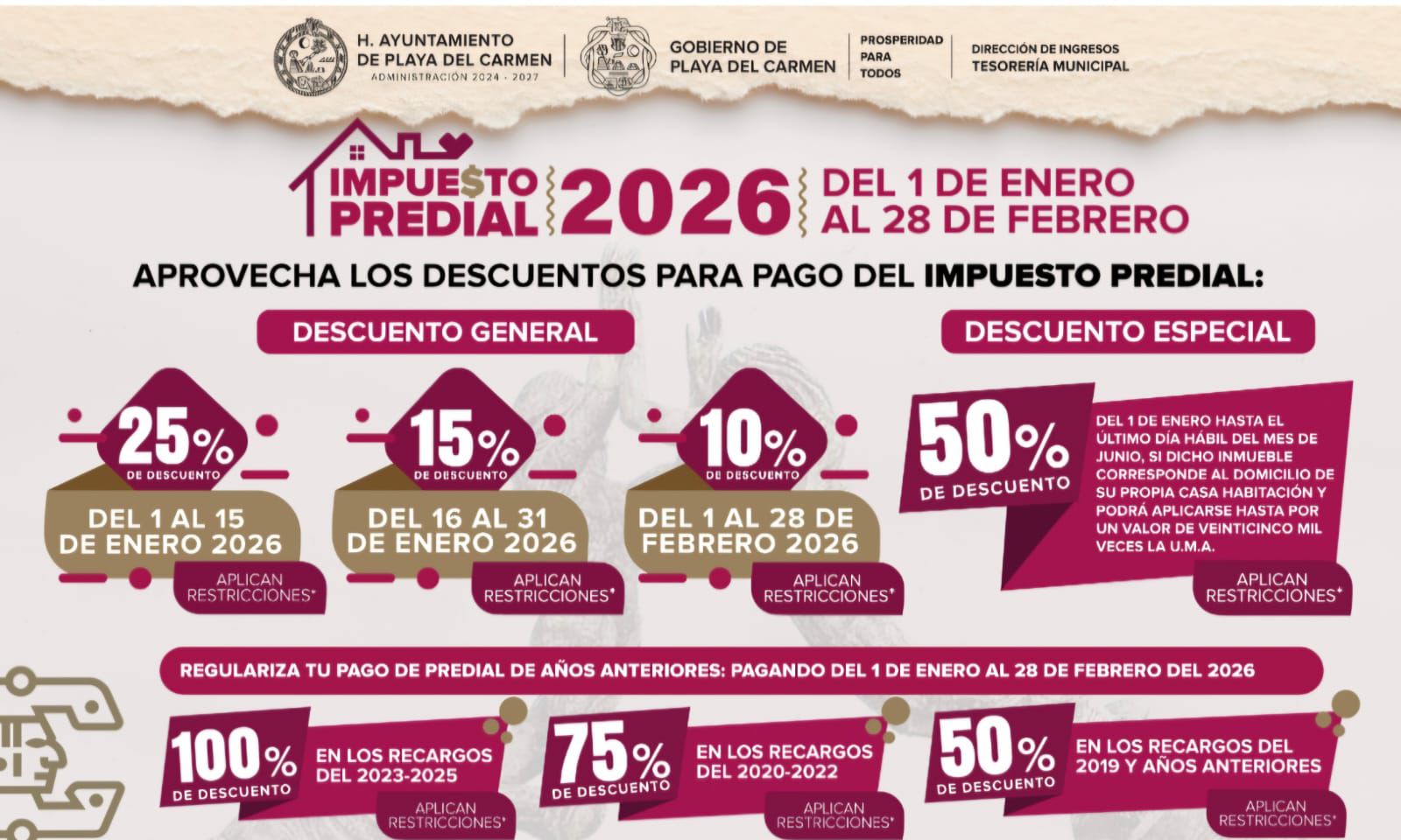 Descuento predial 2026 en Playa del Carmen